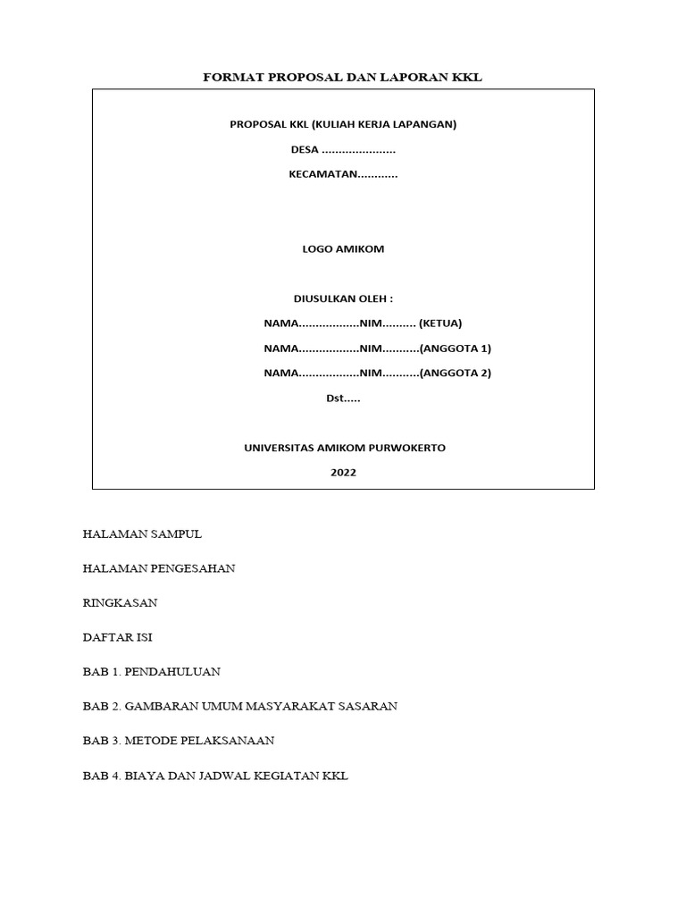 Format Penyusunan Laporan Akhir KKL-tim LPPM | PDF