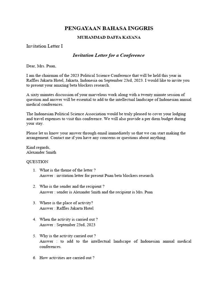 Invitation Letters Overview | PDF | Career & Growth