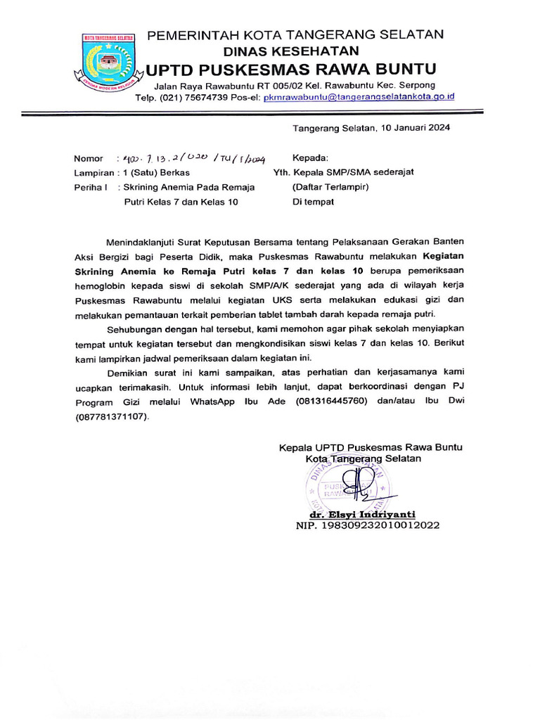 Surat Undangan Skrining Hb-Merged | PDF