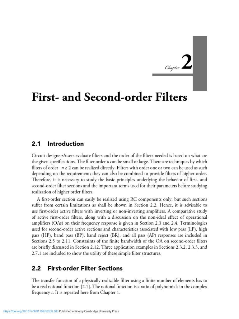Firstand Secondorder Filters | PDF | Electronic Filter | Equalization ...