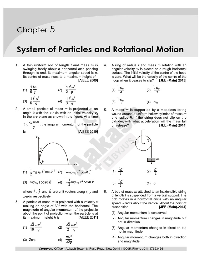 P - Ch-05 - System of Particles and Rotational Motion | PDF | Rotation Around A Fixed Axis | Torque