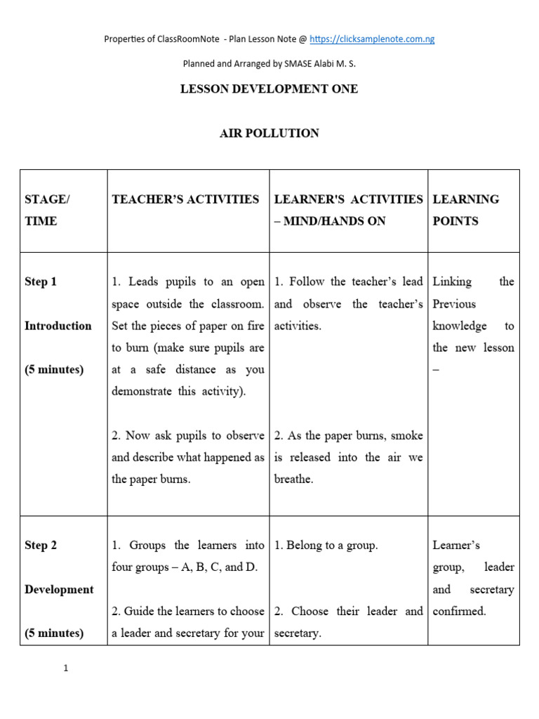 Air Pollution Lesson Plan | PDF | Air Pollution | Learning