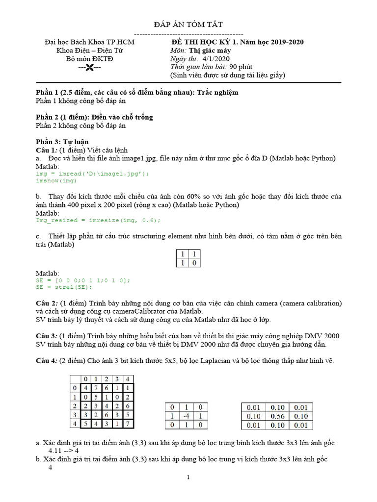 De Thi - CV - HK191 Dap An | PDF