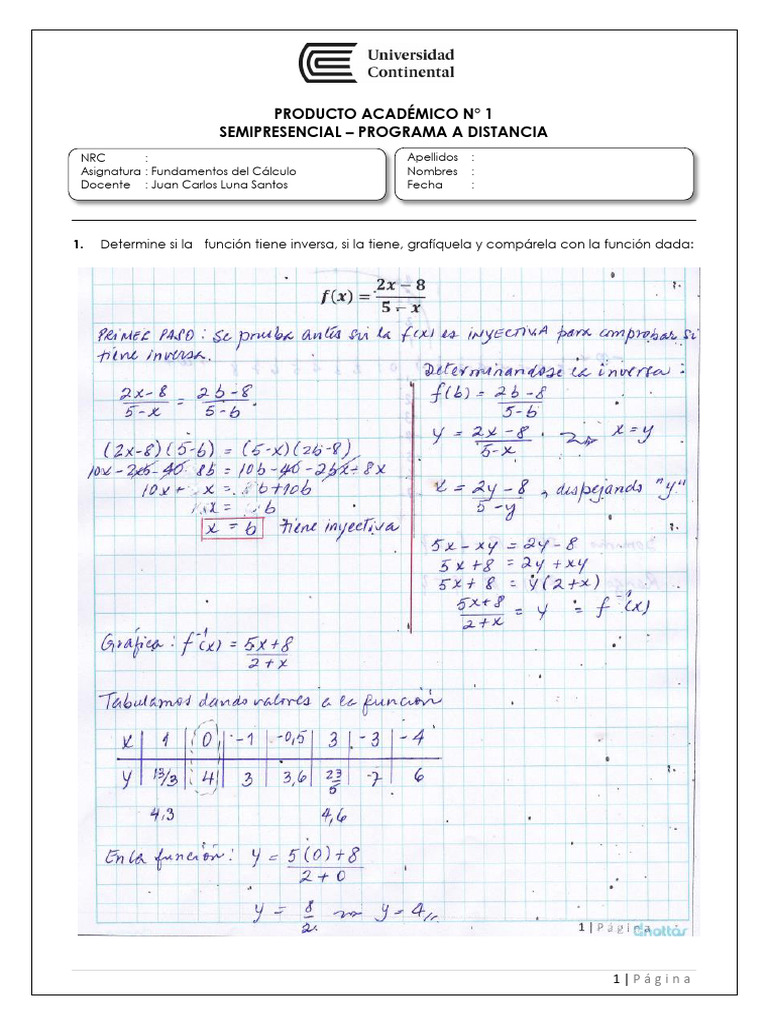 Pa1 Fundamentos Del Calculo Funciones y Graficas | PDF | Función ...