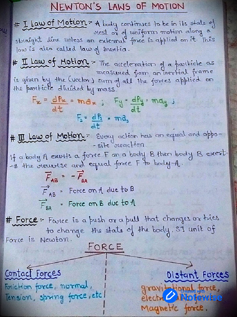 Class 11th Physics Chapter 5 Newton Laws of Motion | PDF