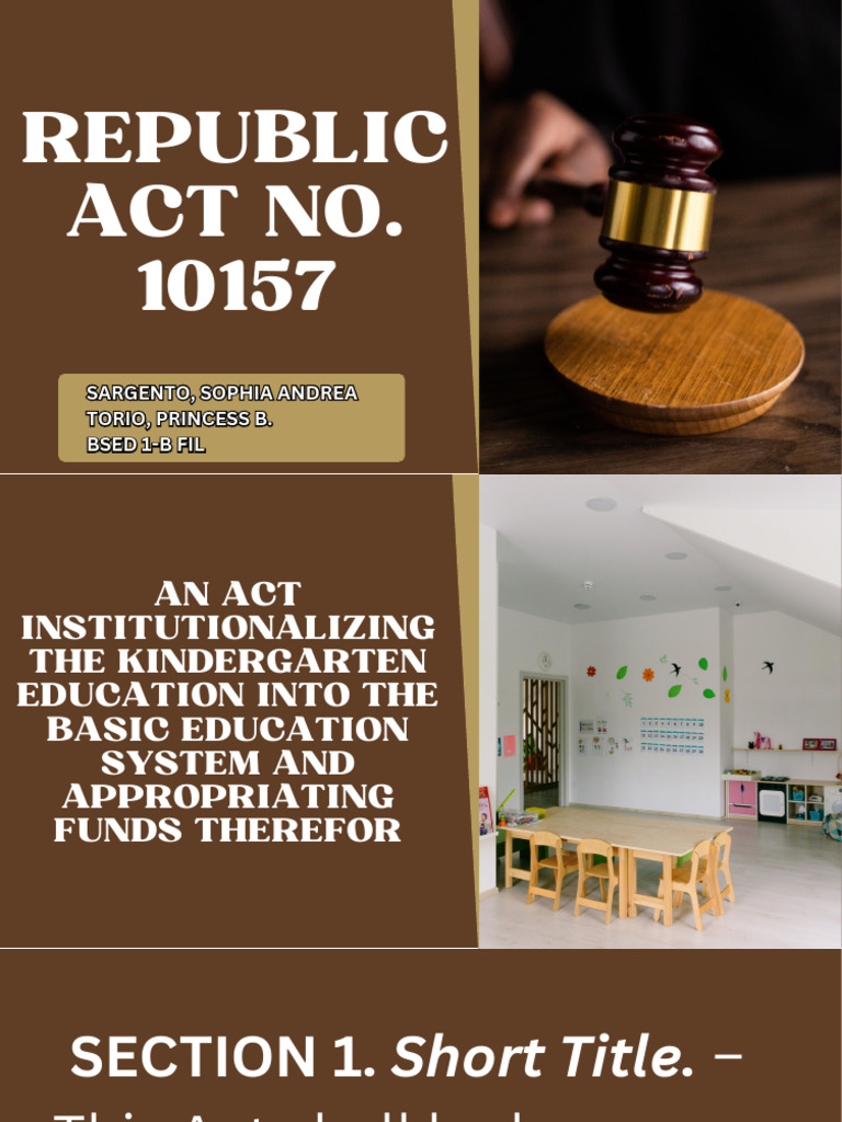 RA 10157 SARGENTO and TORIO BSED 1-B FIL | PDF | Teachers | Kindergarten