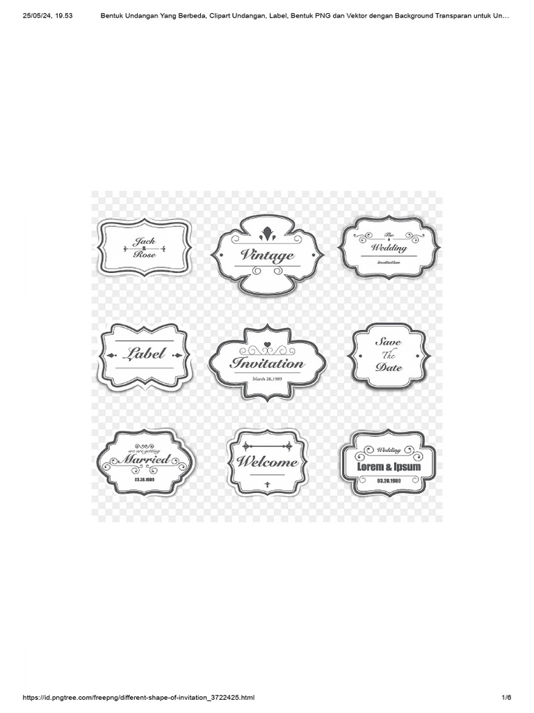 Bentuk Undangan Yang Berbeda, Clipart Undangan, Label, Bentuk PNG dan ...