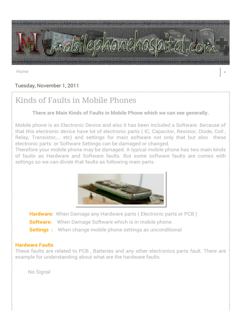 Kinds of Faults in Mobile Phones | PDF | Telephone | Mobile Phones