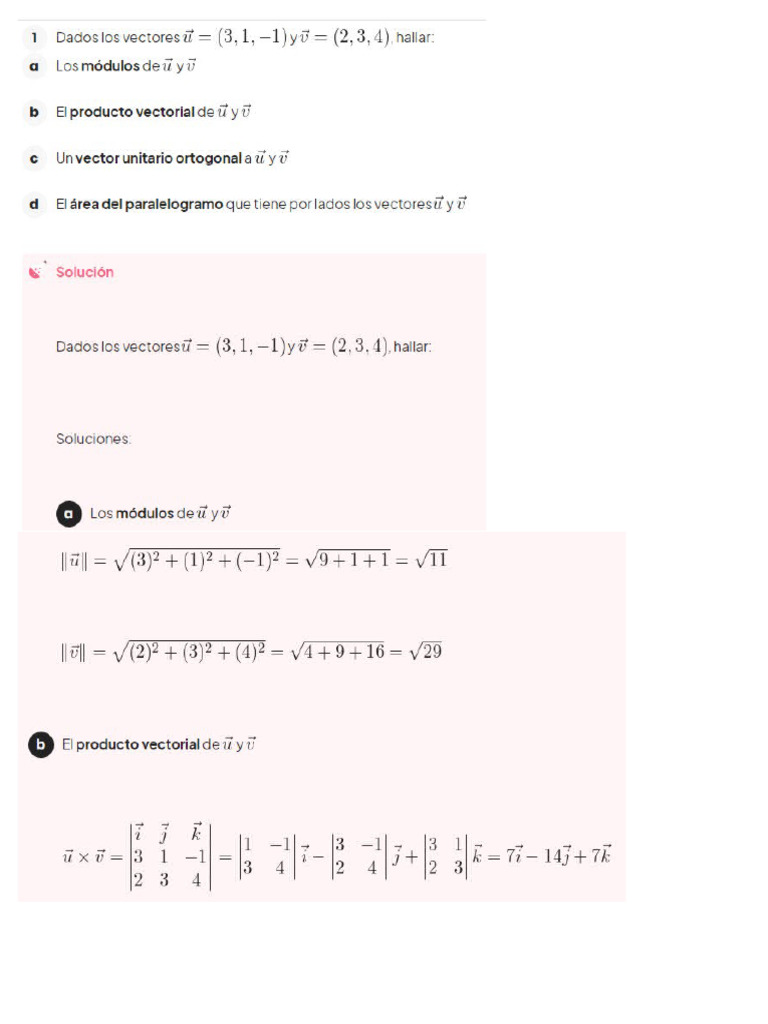 Ejercicios Producto Escalar y Vectorial 2da Parte | PDF