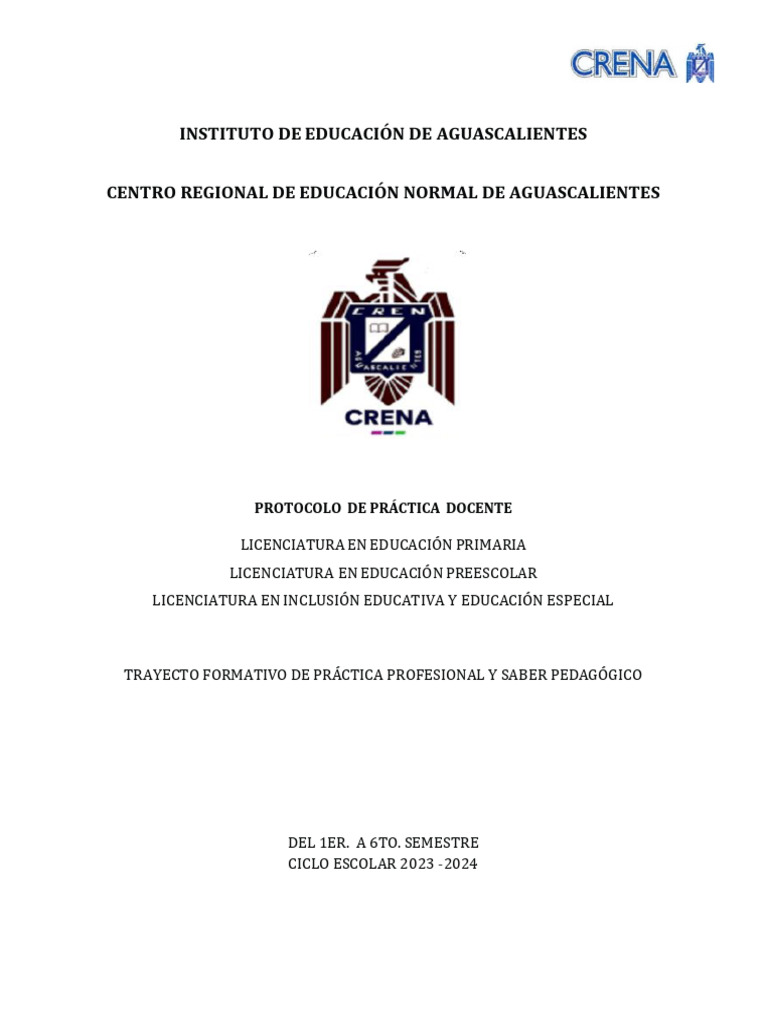 Protocolo - Pr-Cticas 1er A 6to Semestre | PDF | Maestros | Escuelas