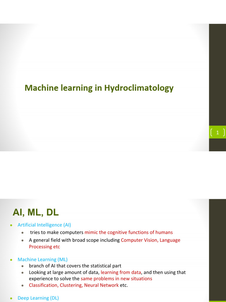 Machine Learning Applications in Hydroclimatology | PDF | Machine Learning | Cluster Analysis