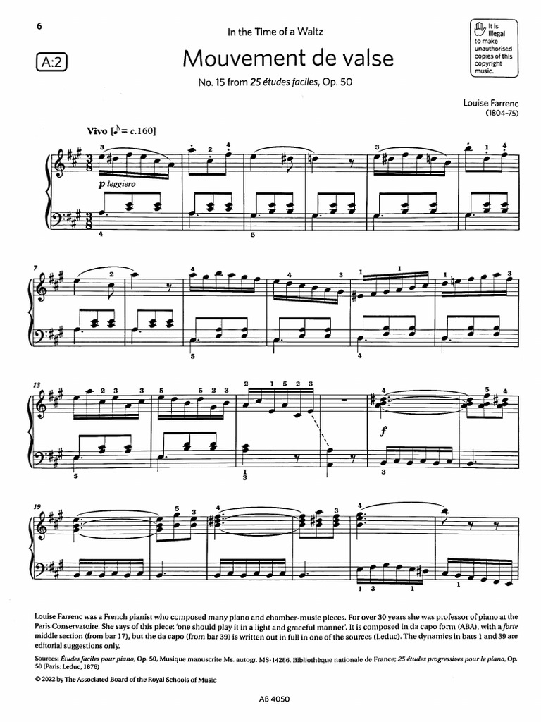 Mouvement de Valse - Abrsm Grade 4 (23-24) | PDF