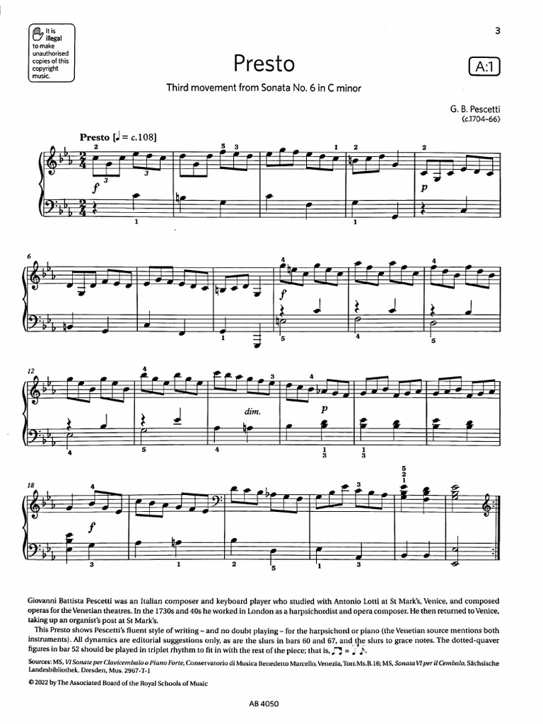Presto - Abrsm Grade 4 (23-24) | PDF