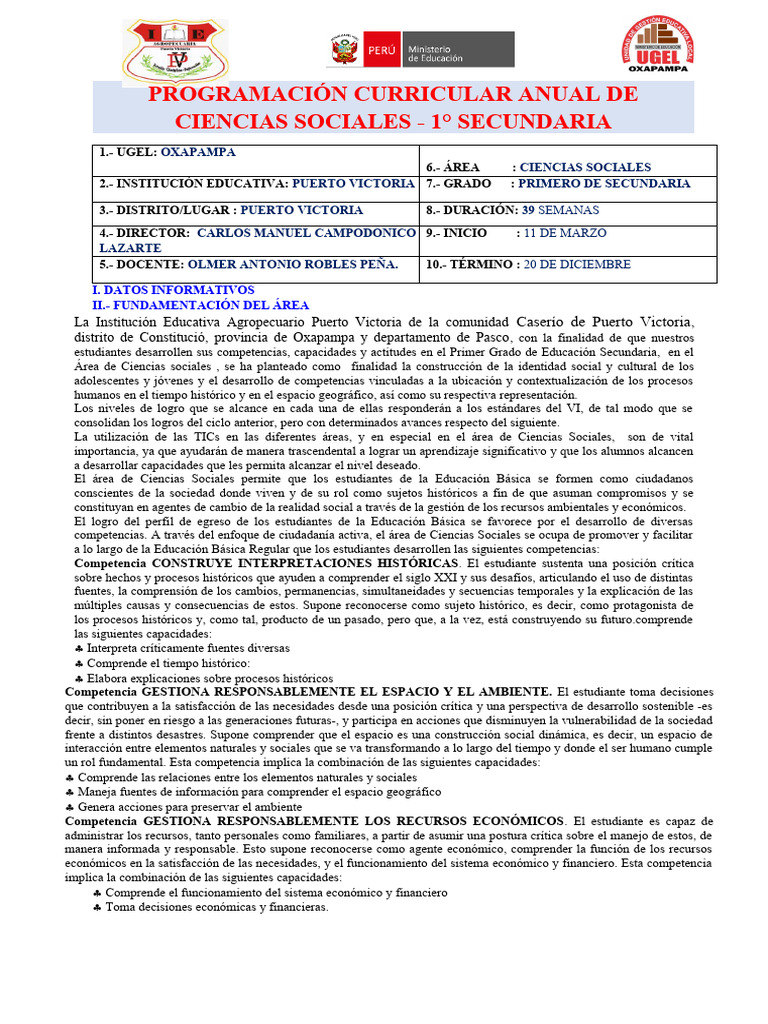 1° ... Plan Anual CCSS 2024 | PDF | Sustentabilidad | Sociedad