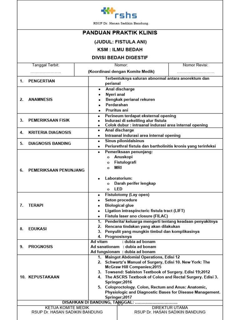 PPK Bedah Digestif - Fistula Ani (k60.3) | PDF