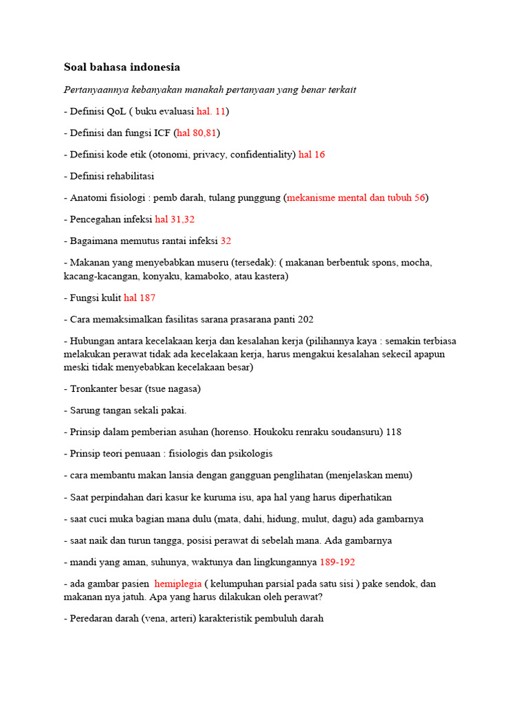 Materi SSW Kaigo Bahasa Indonesia | PDF