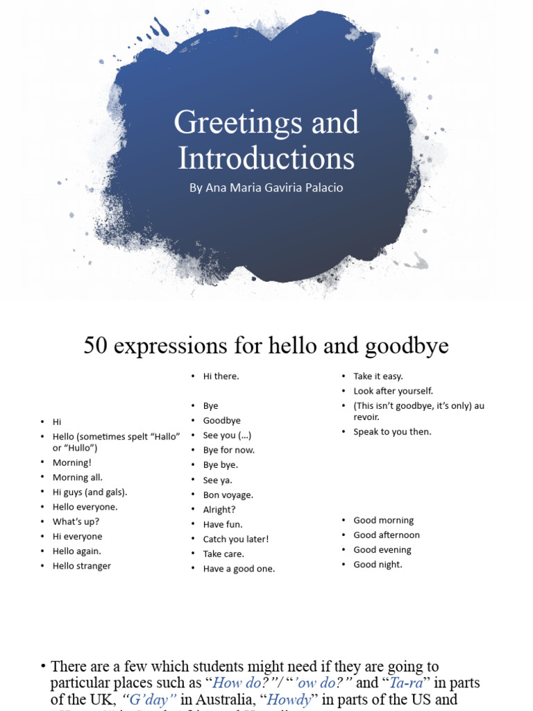 Greetings and Introductions | PDF