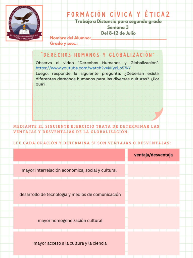 FCE Segundo Grado Semana 3 Del 8-12 de Julio | PDF