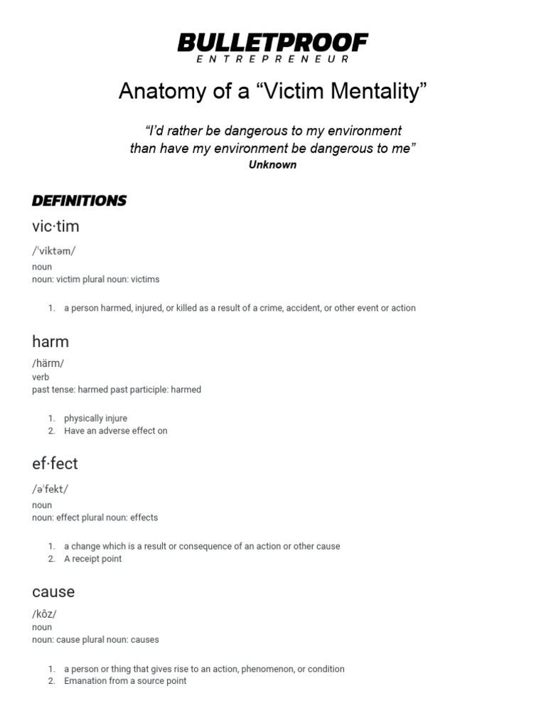 16-Anatomy of a “Victim Mentality” | PDF | Anger | Social Psychology