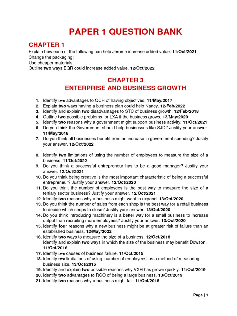 Question Bank IGCSE | PDF | Recruitment | Franchising