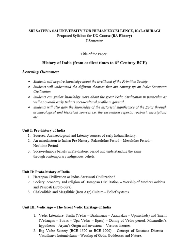 BA History Syllabus: Ancient India Overview | PDF | Vedas | Ayurveda