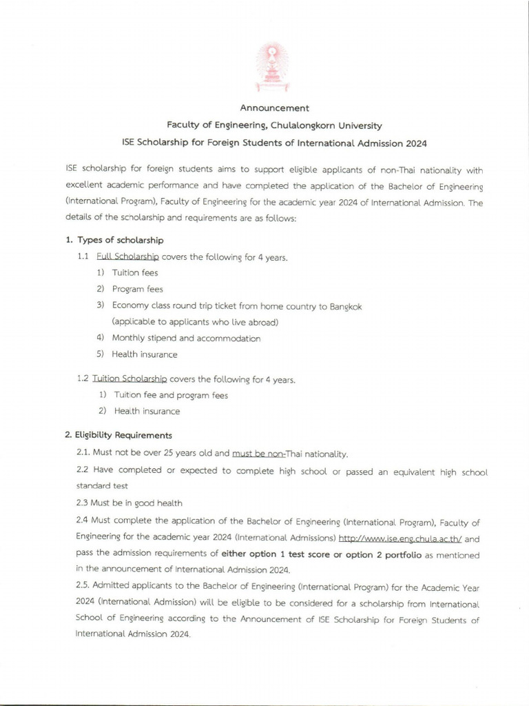 Announcement ISE Scholarship For Foreign Students of International ...