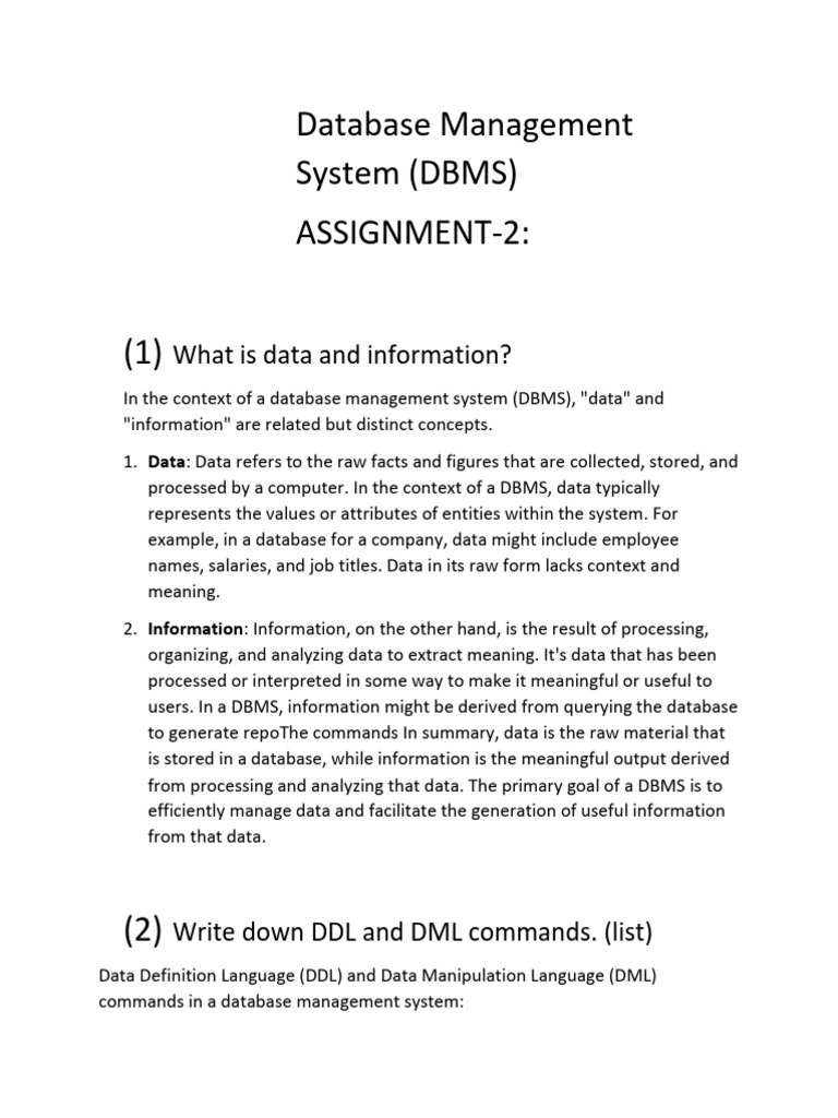 D.B.M.S Assignment-2 | PDF | Relational Database | Table (Database)
