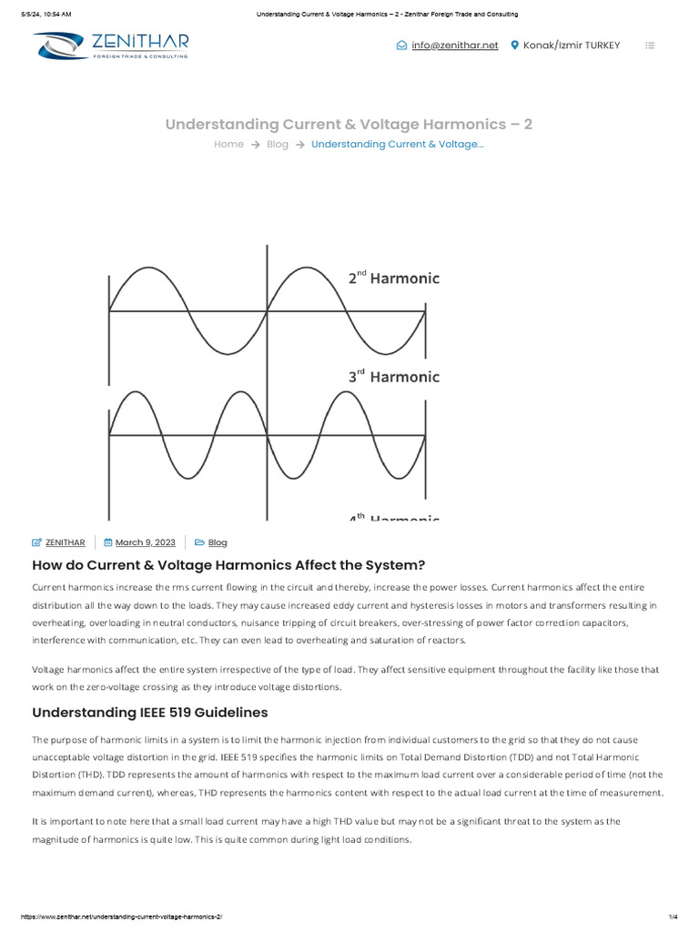 Understanding Current & Voltage Harmonics - 2 - Zenithar Foreign Trade and Consulting | PDF ...