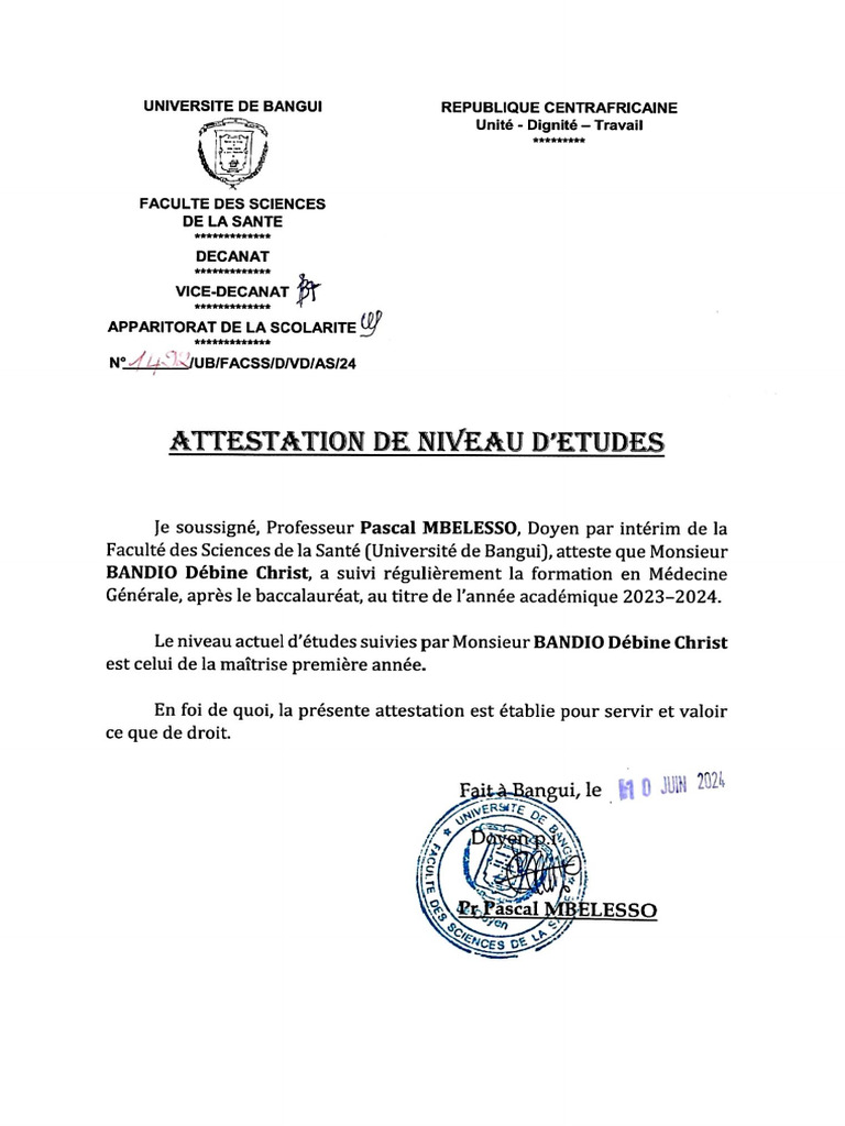 Certificats of Highest Education Christ BANDIO | PDF