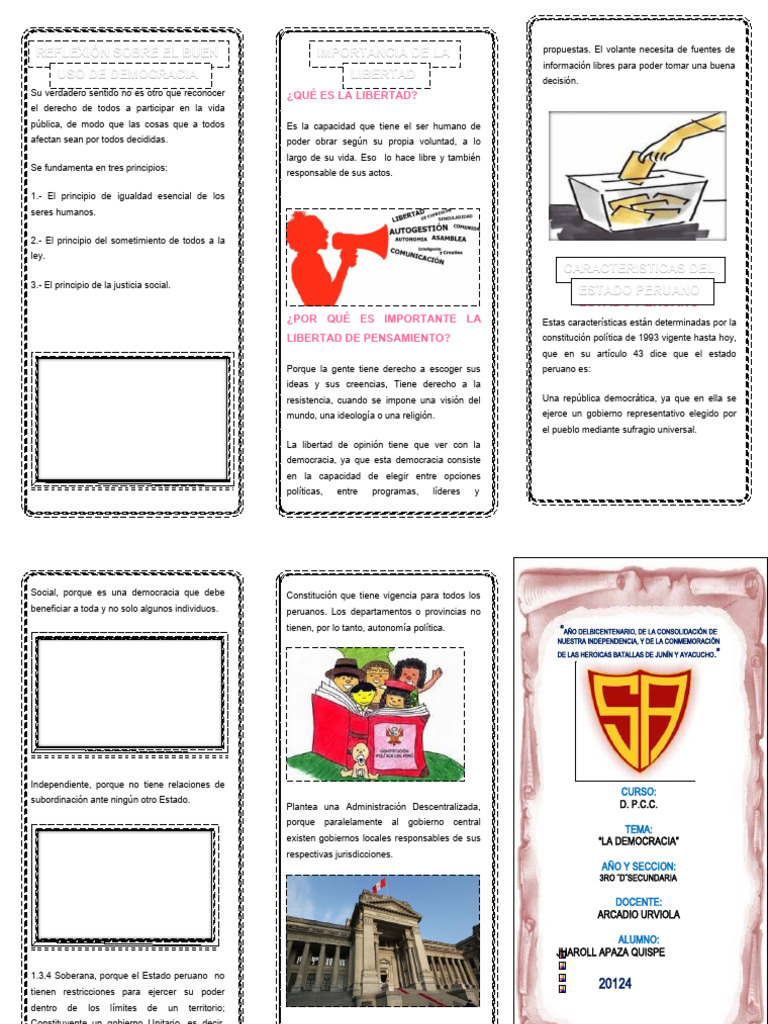 Triptico Democracia Peruana | PDF | Democracia | Ideologías políticas