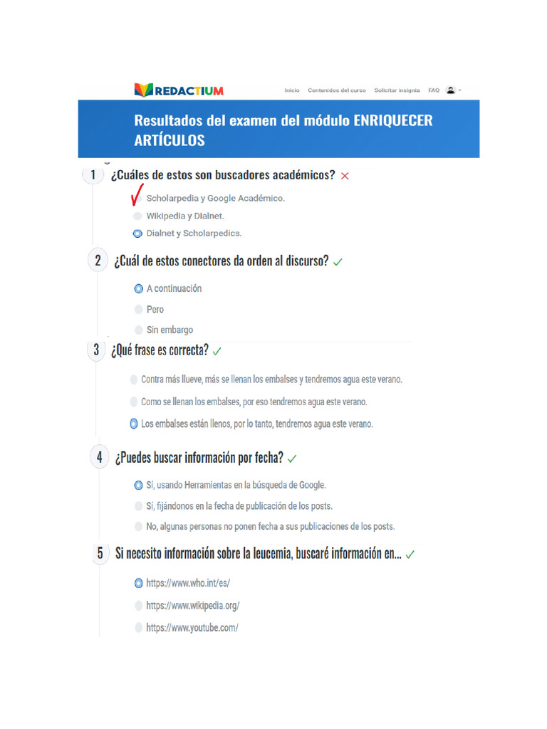 Resultados Del Examen Del Módulo Enriquece Artículos | PDF
