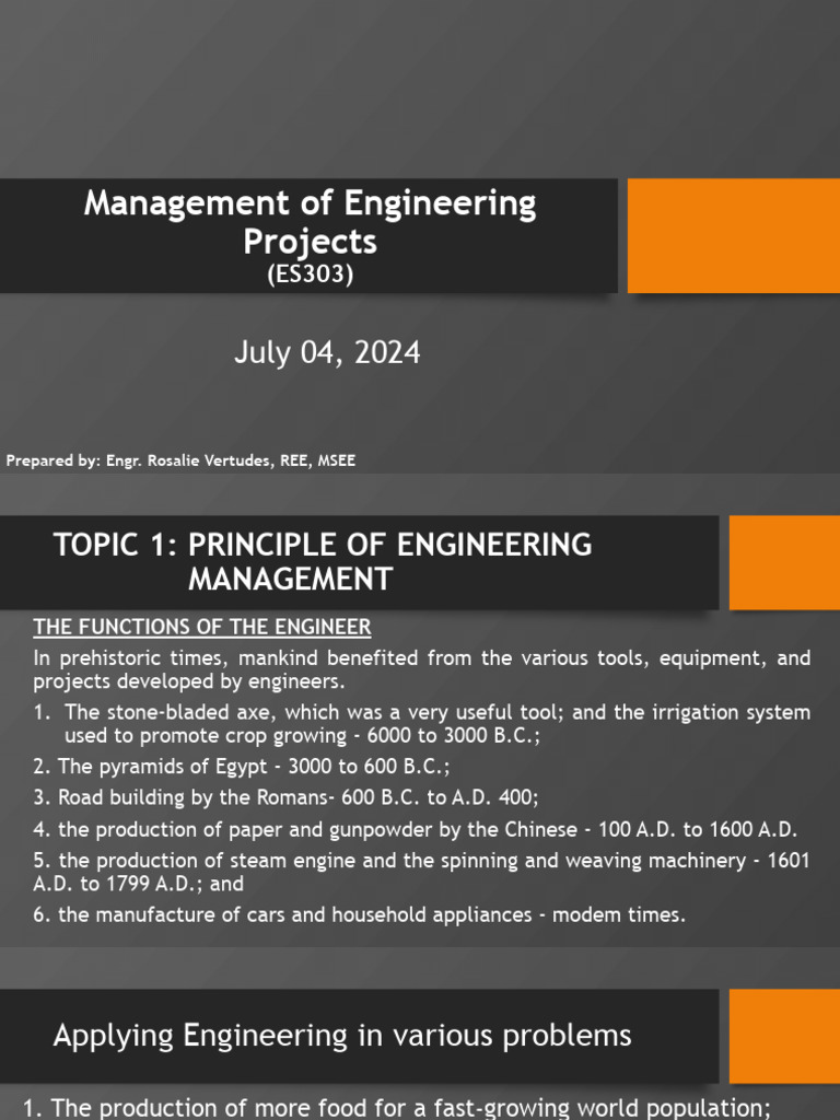 Topic1 Introduction Engineering-Management | Download Free PDF | Engineering | Engineer