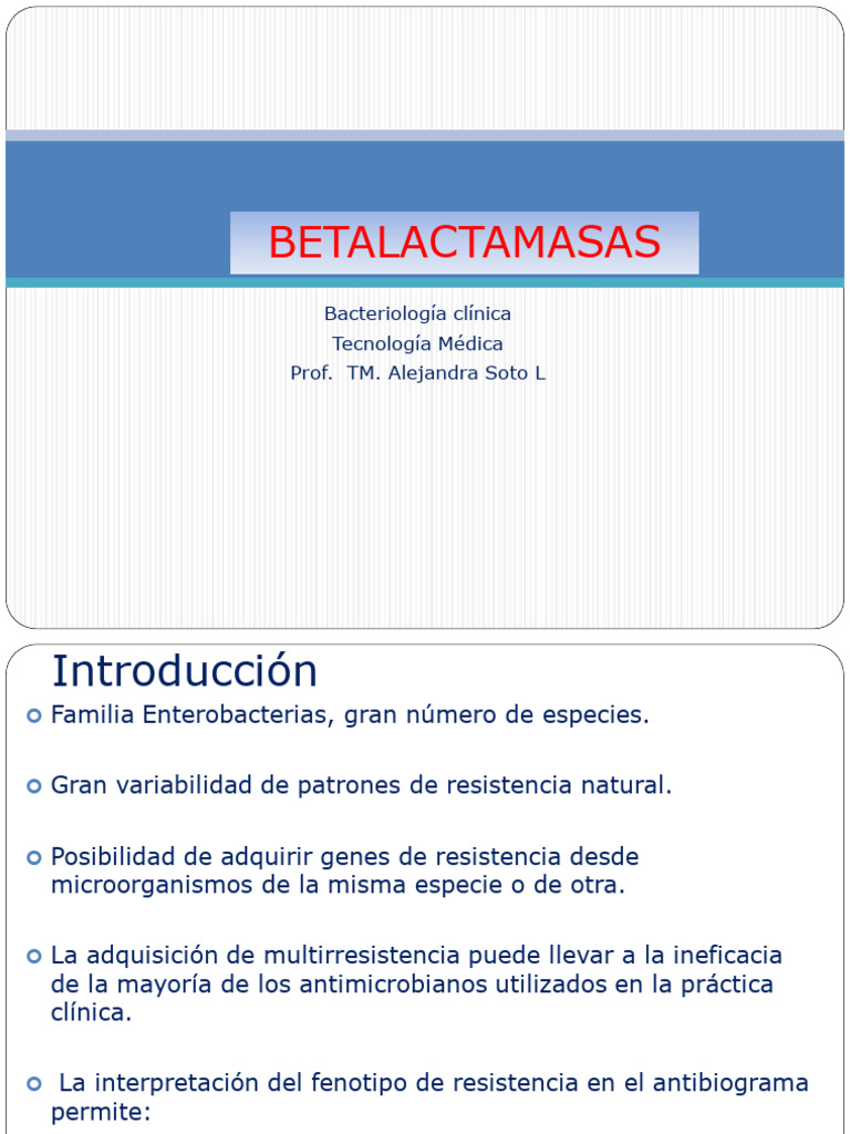Clase 6 - Betalactamasas | PDF | Beta lactamasa | Ciencias de la vida