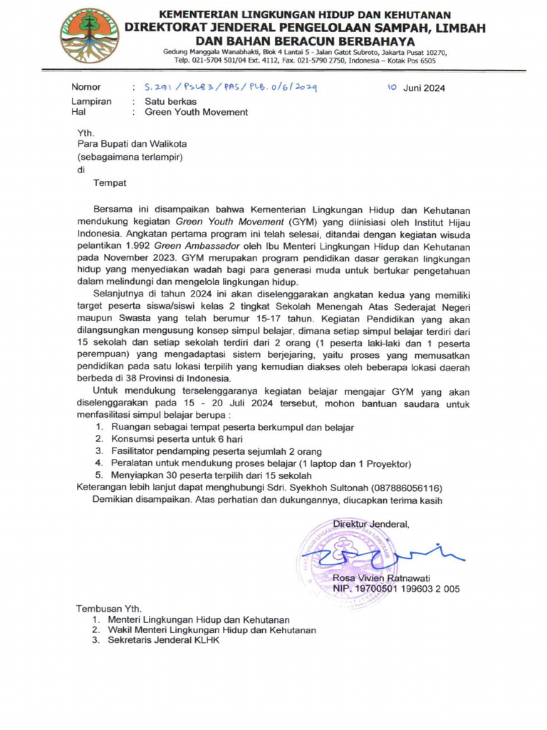 Surat Dirjen - Green Youth Movement 2024_OK | PDF