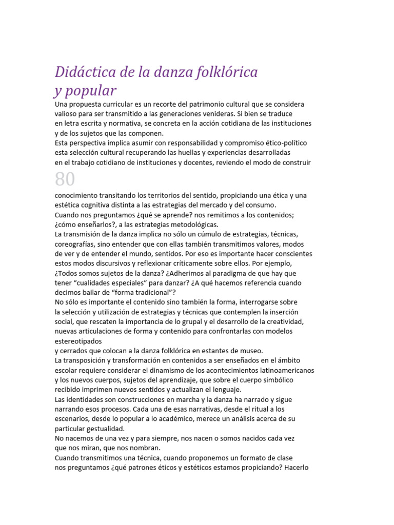 Didáctica De La Danza Folklórica Pdf Bailes Ritmo