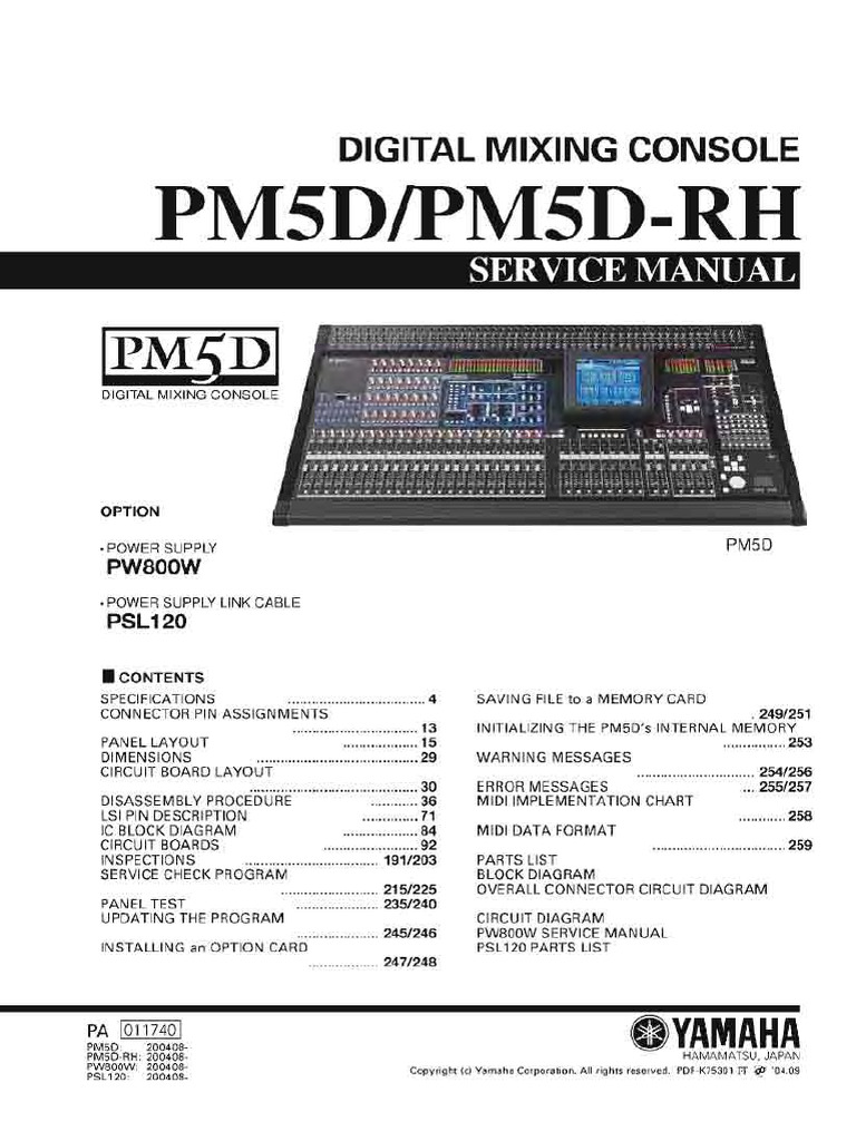 Yamaha Pm5d Pm5d-Rh Mixer | PDF