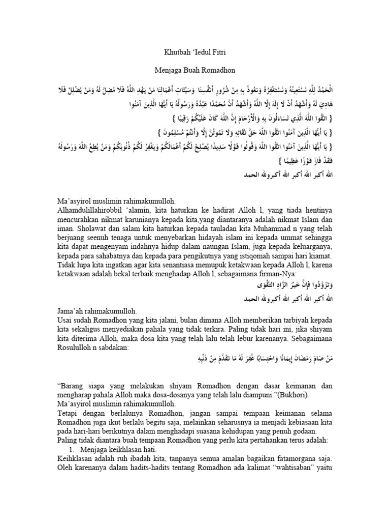 Khotbah Ied Untuk Anwar | PDF