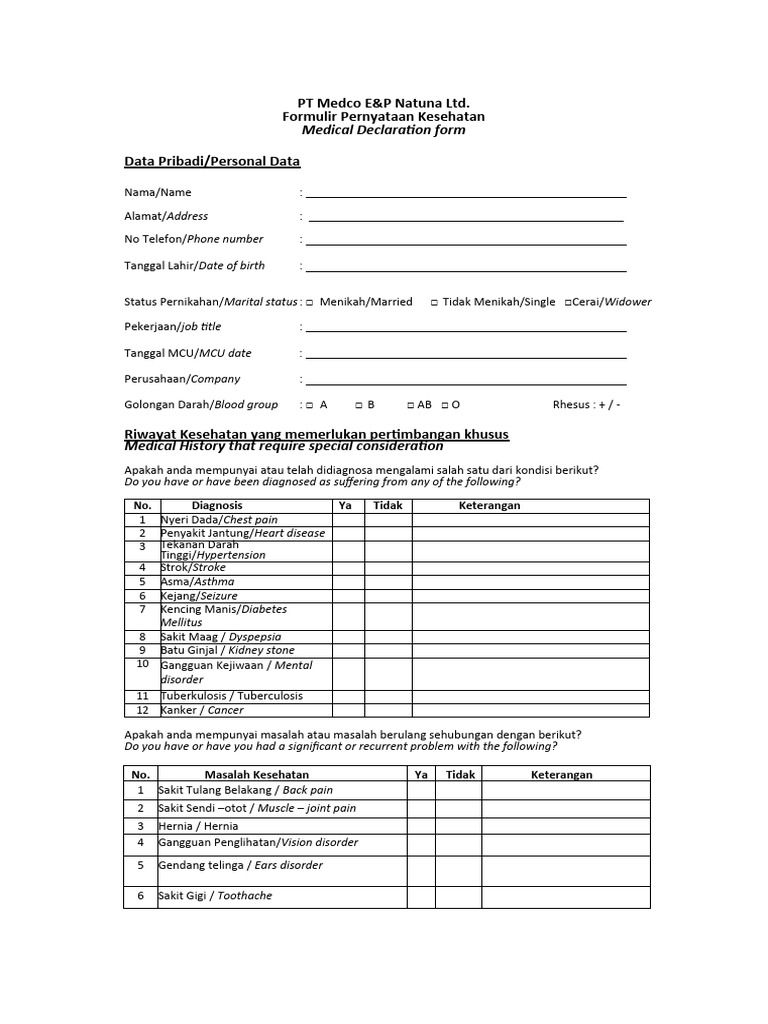 Medical Declaration form-1 medco | PDF