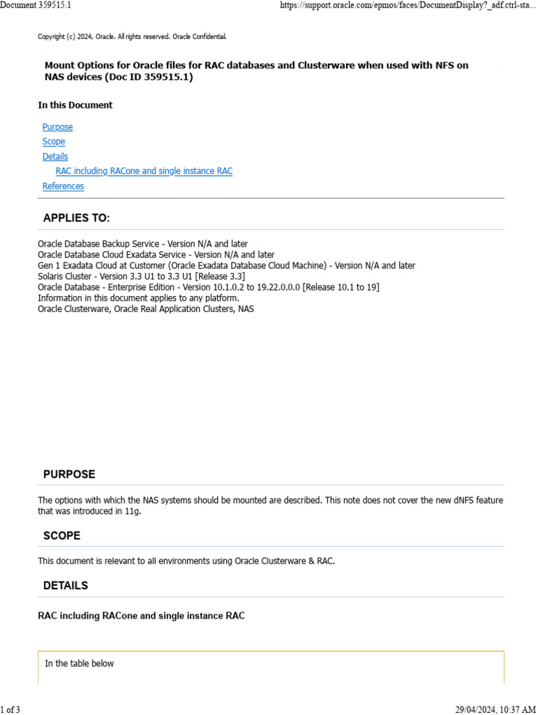 NFS Mount Options | PDF | Oracle Corporation | Databases