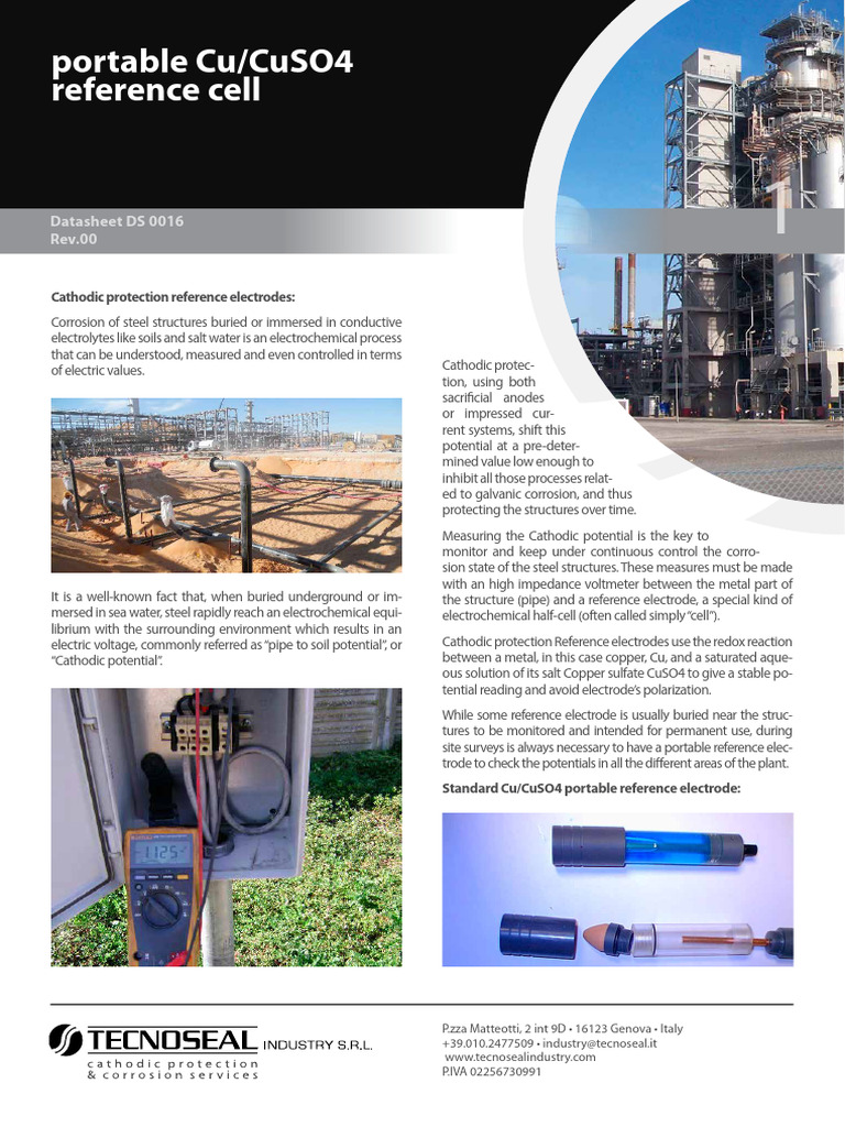 Portable Cu Cuso4 Reference Cell | PDF | Electrochemistry | Materials ...