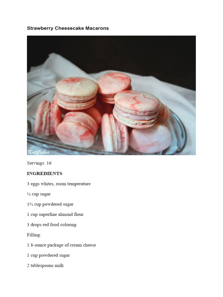 Strawberry Cheesecake Macarons | PDF | Wellness