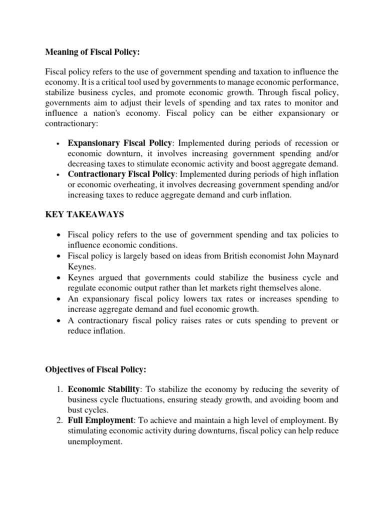 Fiscal Policy | PDF | Fiscal Policy | Taxes