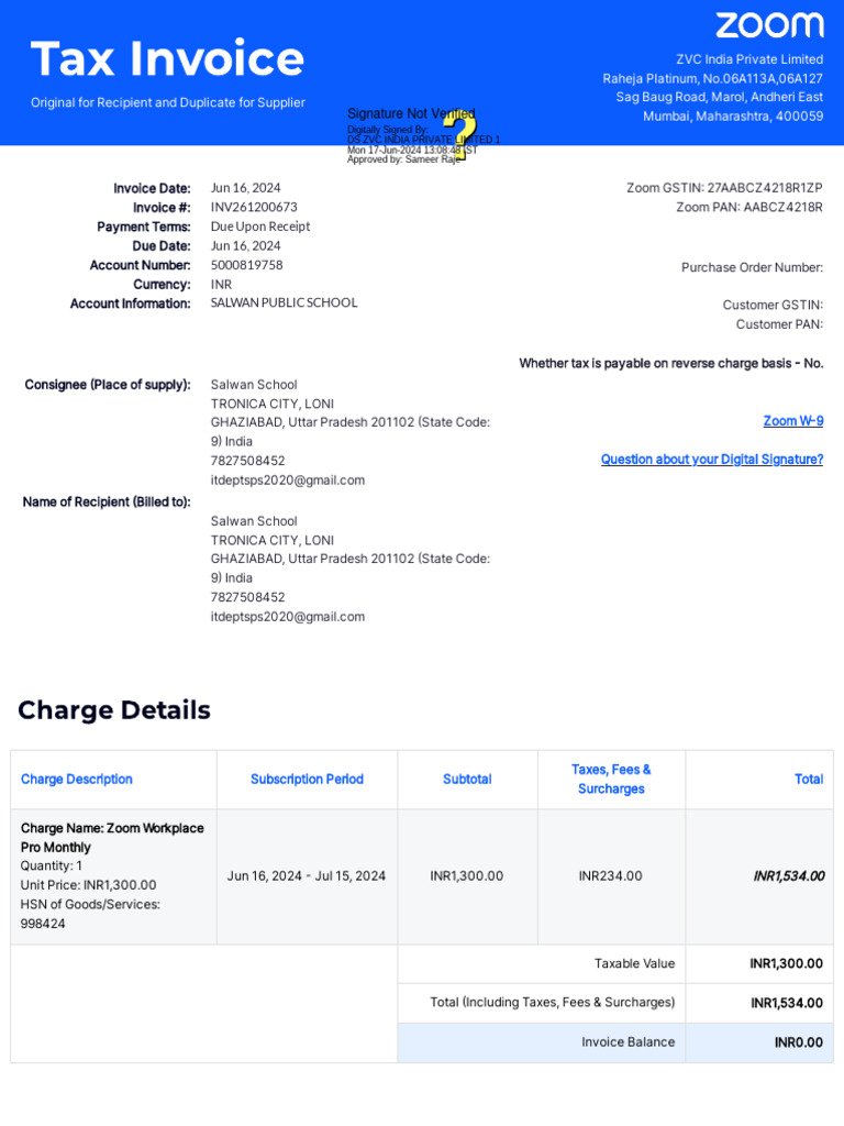 INV261200673 | PDF | Fee | Invoice