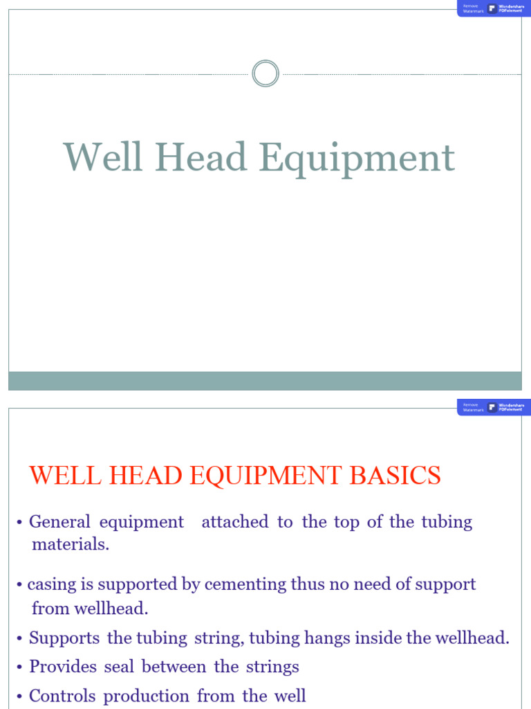 Well Head Equipment Overview and Components | PDF | Casing (Borehole ...