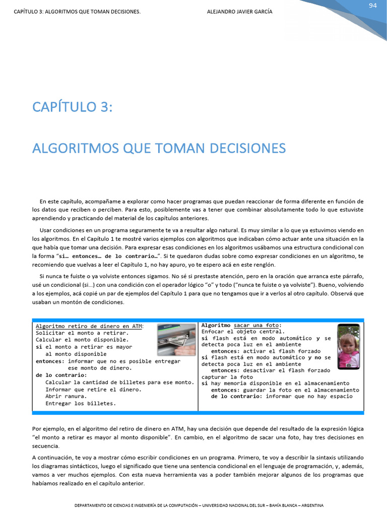 Capítulo 3 - Algoritmos Que Toman Decisiones | PDF | División (Matemáticas) | Algoritmos