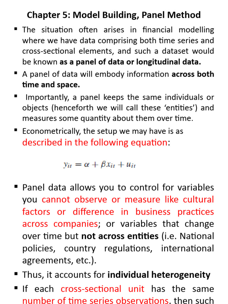 Chapter 6 - Model Building, Panel Data Techniques | PDF | Fixed Effects Model | Effect Size