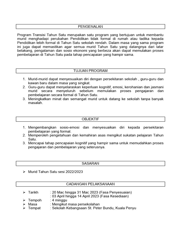 Kertas Kerja Transisi 2023 | PDF