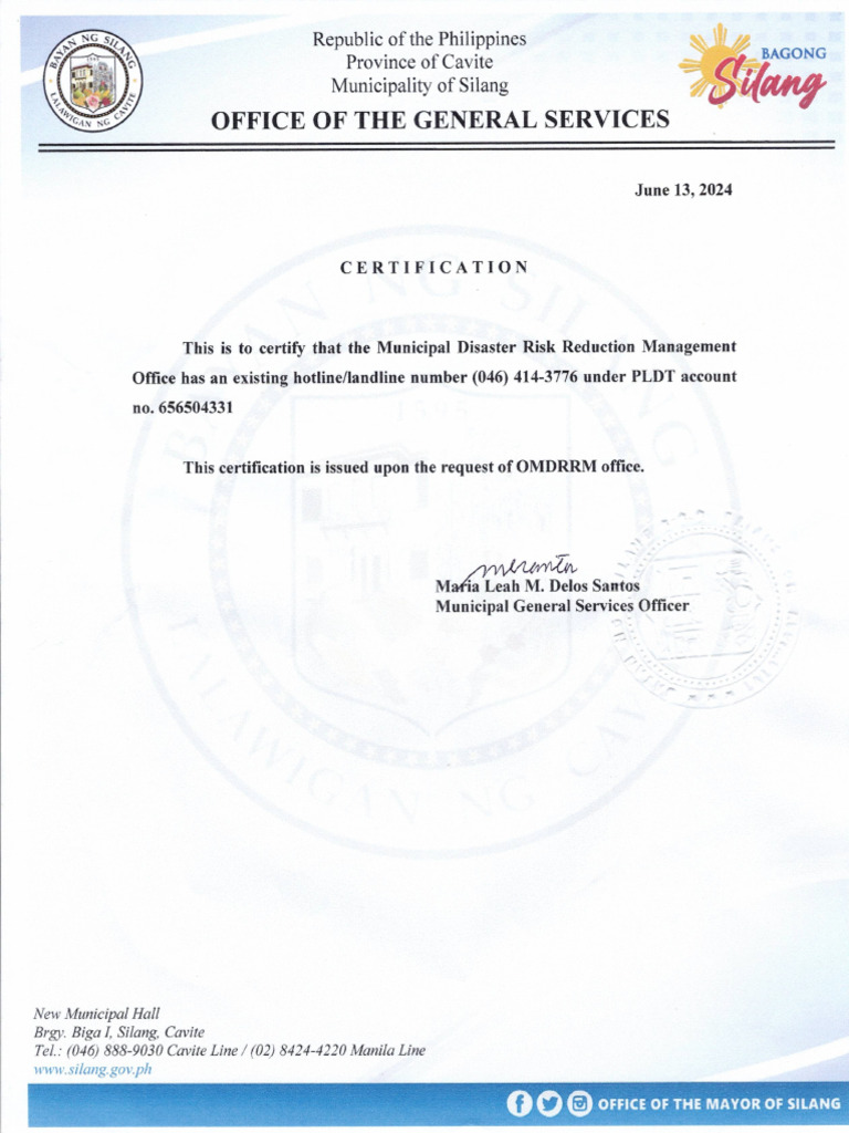 Certification - Hotline Number | PDF