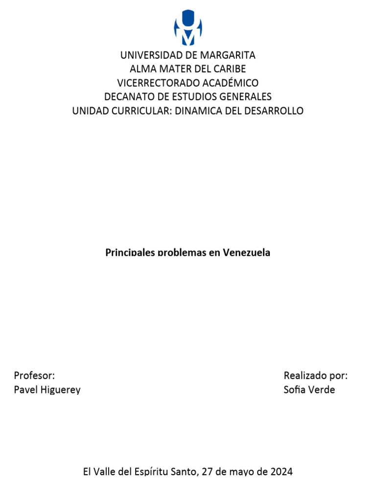 principales problemas de venezuela | PDF | Venezuela | Migración humana