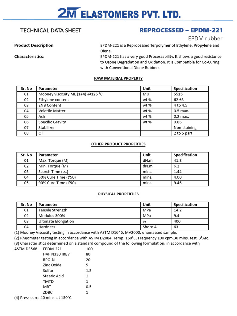 Reprocessed EPDM 221 | PDF | Physical Sciences | Materials